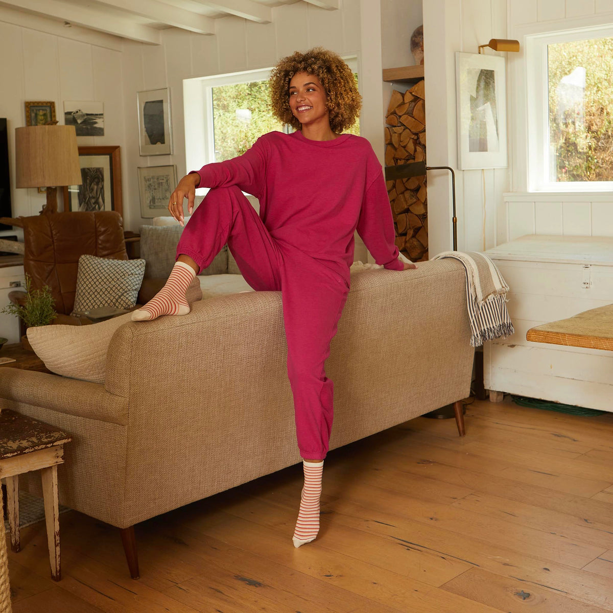 Terry Stripe Sweatpant - Raspberry – Lauren James